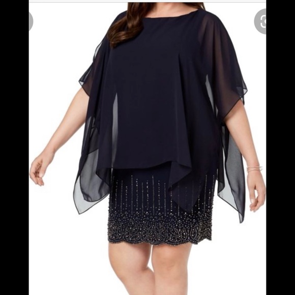 Xscape | Dresses | Xscape Embellished Overlay Shift Dress | Poshmark